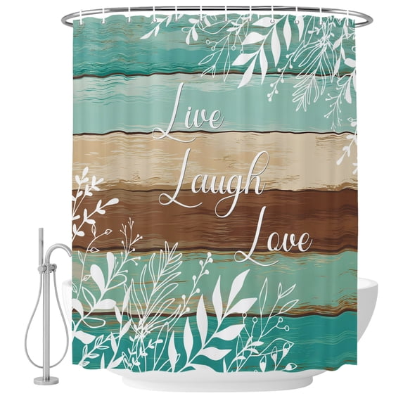 54x78 Inch Shower Curtain Decorative Teal Green Brown Botanical Bathtub ...