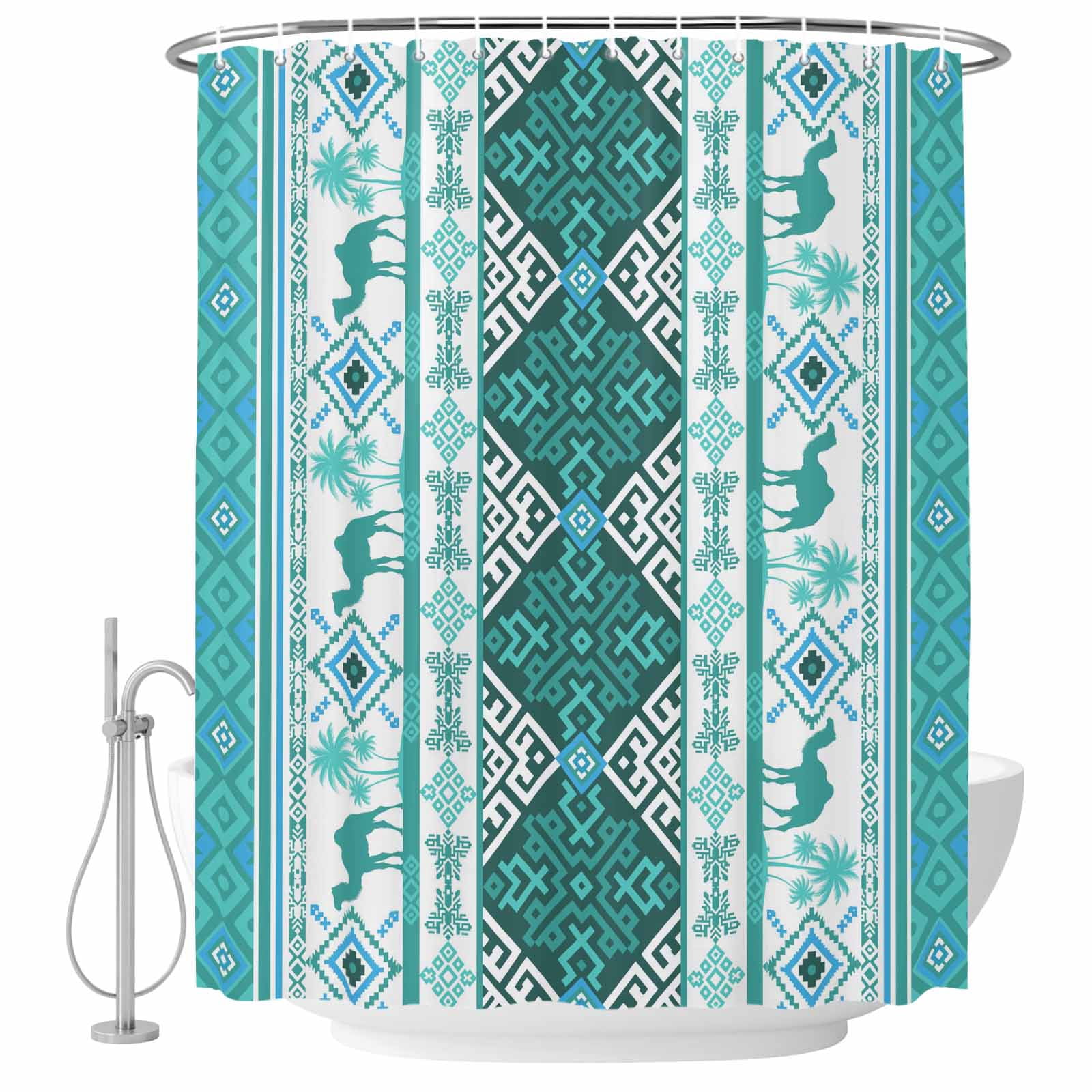 54x78 Inch Shower Curtain Decorative Turquoise Boho Bathtub Bath ...
