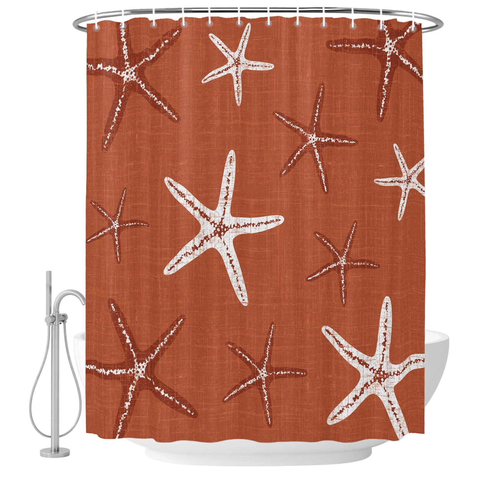 54x78 Inch Shower Curtain Decorative Vintage Brick Red Starfish Bathtub ...