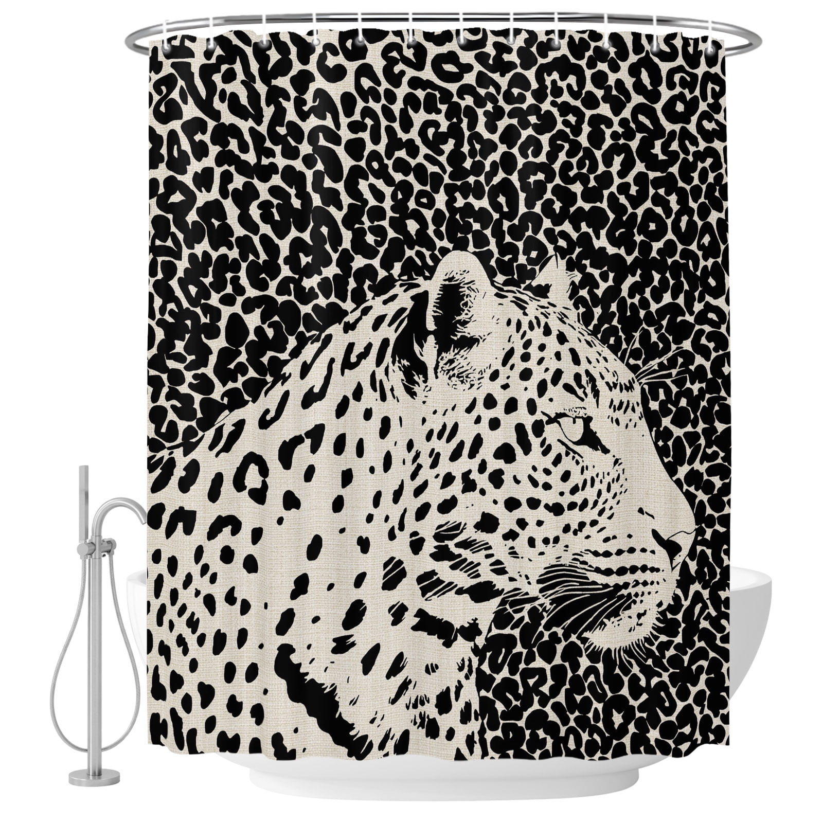 54x78 Inch Shower Curtain Decorative Vintage Leopard Prints Bathtub ...