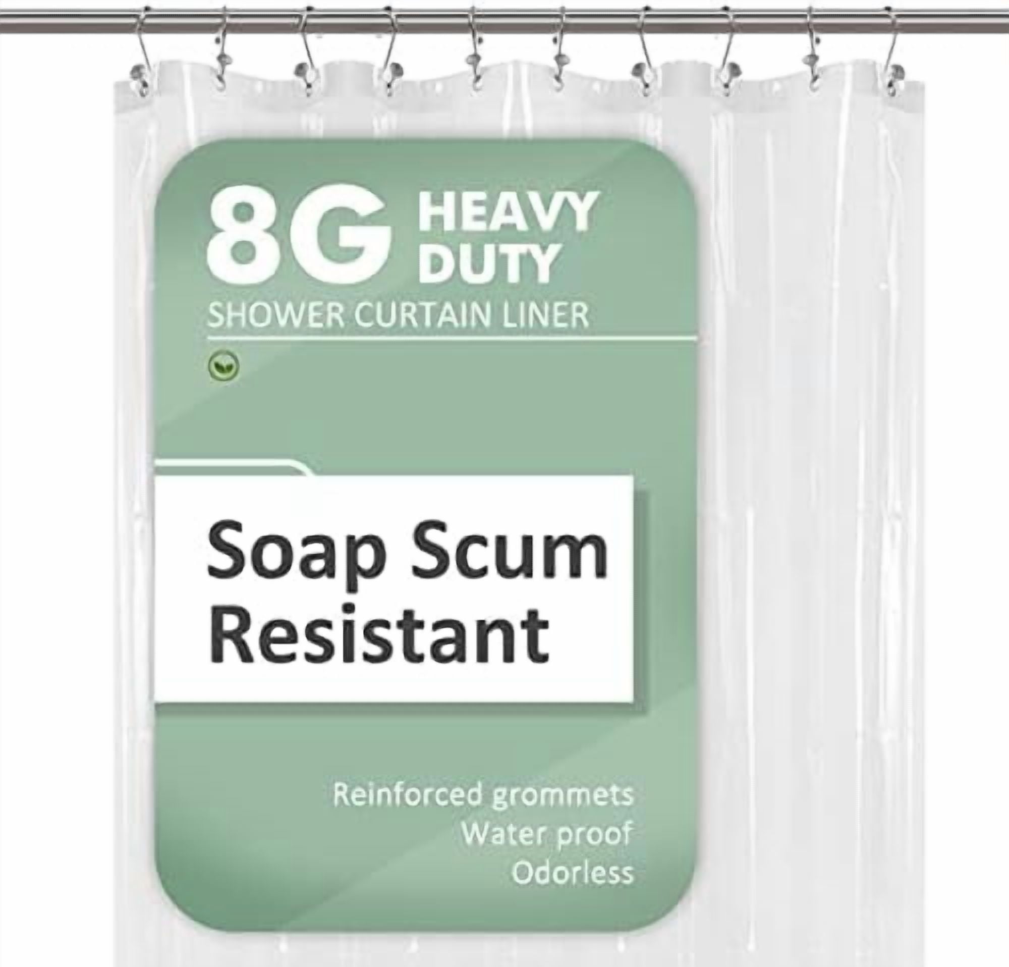 54x78 Inch Stall Shower Curtain/Liner 8G Heavy Duty Clear PEVA, 3 ...