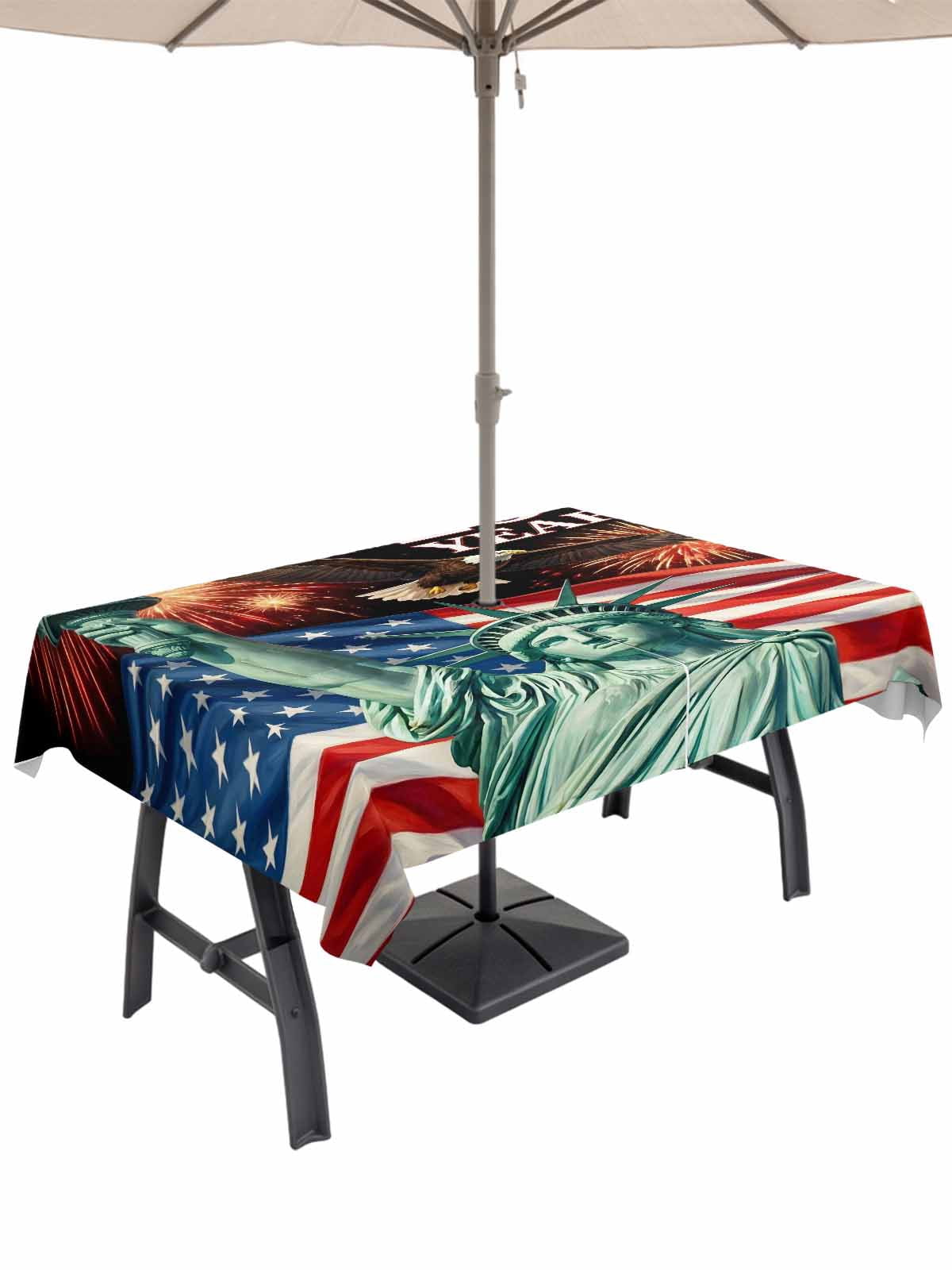 54x80 Inch Outdoor Tablecloth with Umbrella Hole Zipper Rectangle ...