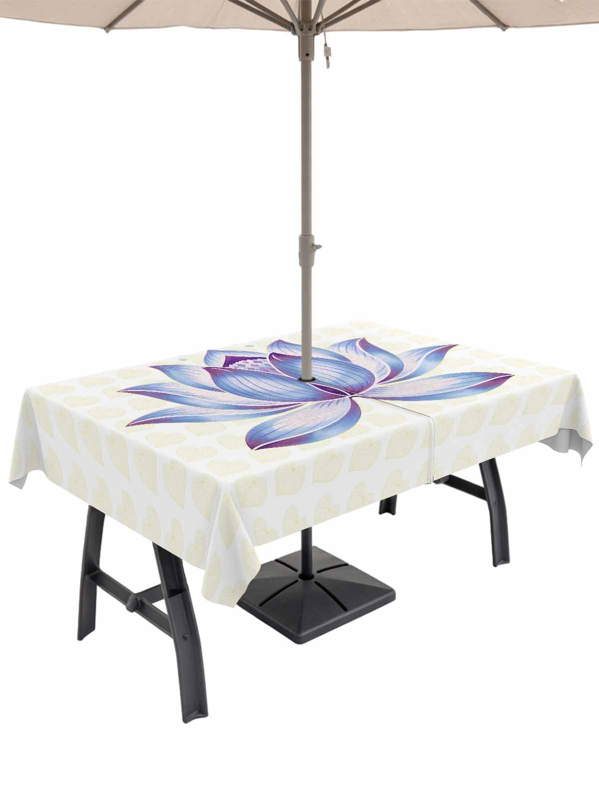 54x80 Inch Outdoor Tablecloth with Umbrella Hole Zipper Rectangle Blue ...