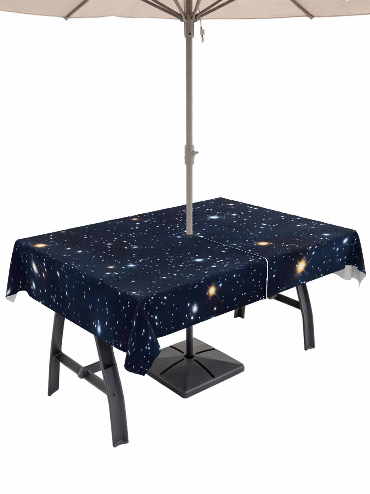 54x80 Inch Outdoor Tablecloth with Umbrella Hole Zipper Rectangle Blue ...