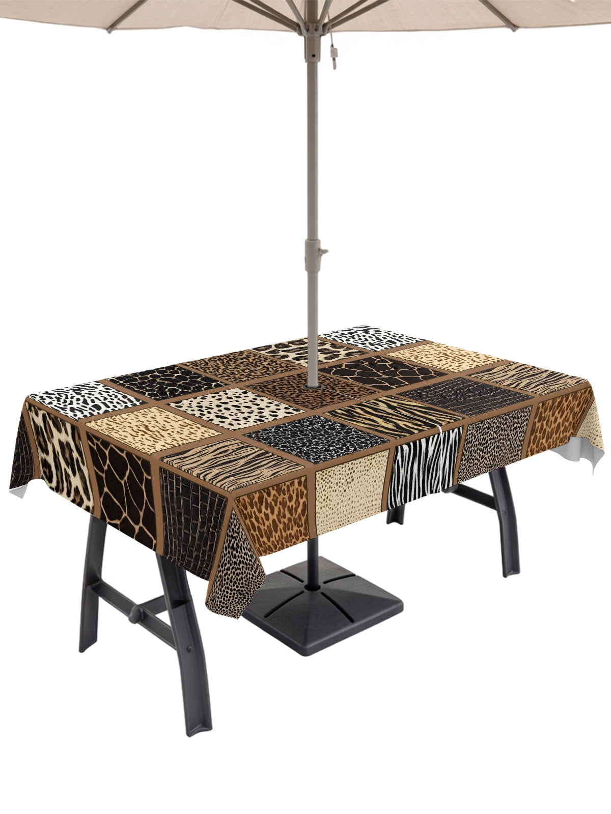 54x80 Inch Outdoor Tablecloth with Umbrella Hole Zipper Rectangle Boho ...