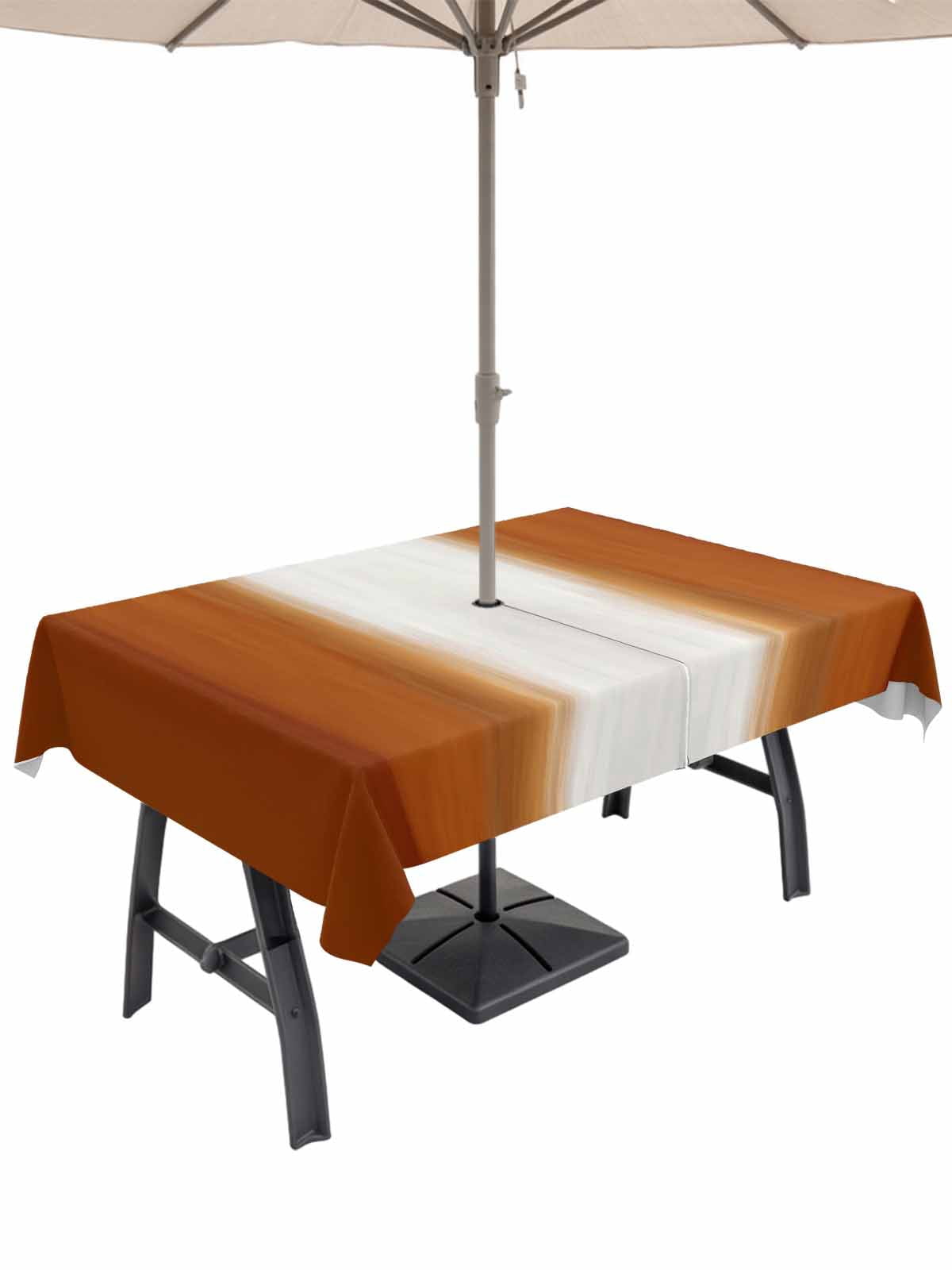 54x80 Inch Outdoor Tablecloth with Umbrella Hole Zipper Rectangle Burnt ...