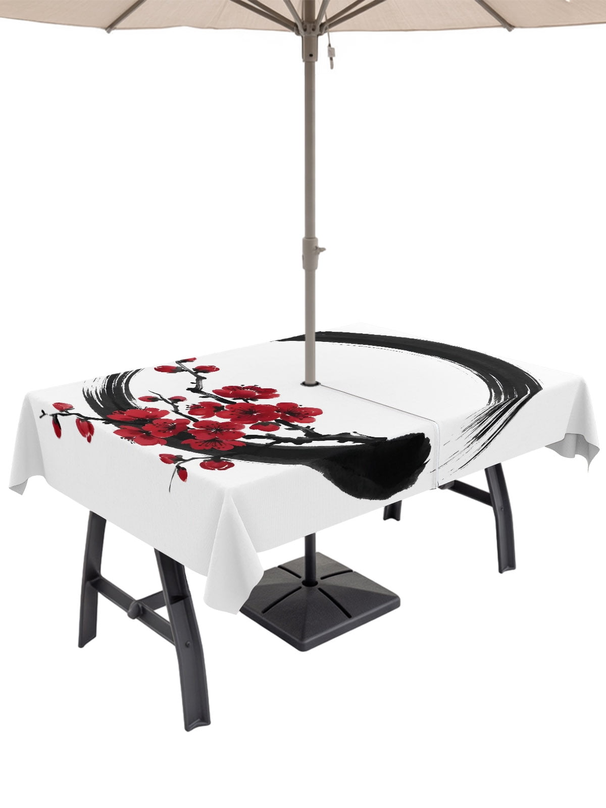 54x80 Inch Outdoor Tablecloth with Umbrella Hole Zipper Rectangle ...