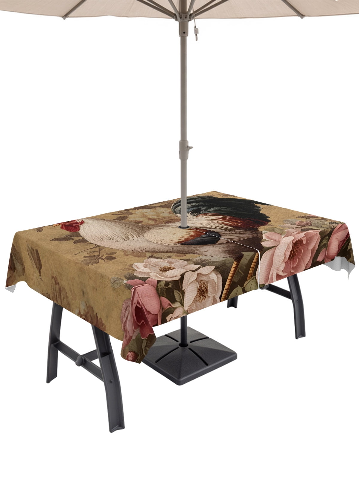 54x80 Inch Outdoor Tablecloth with Umbrella Hole Zipper Rectangle ...