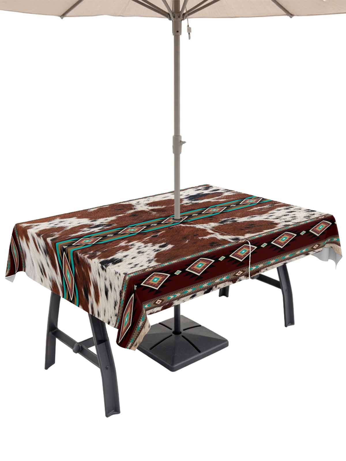 54x80 Inch Outdoor Tablecloth with Umbrella Hole Zipper Rectangle ...