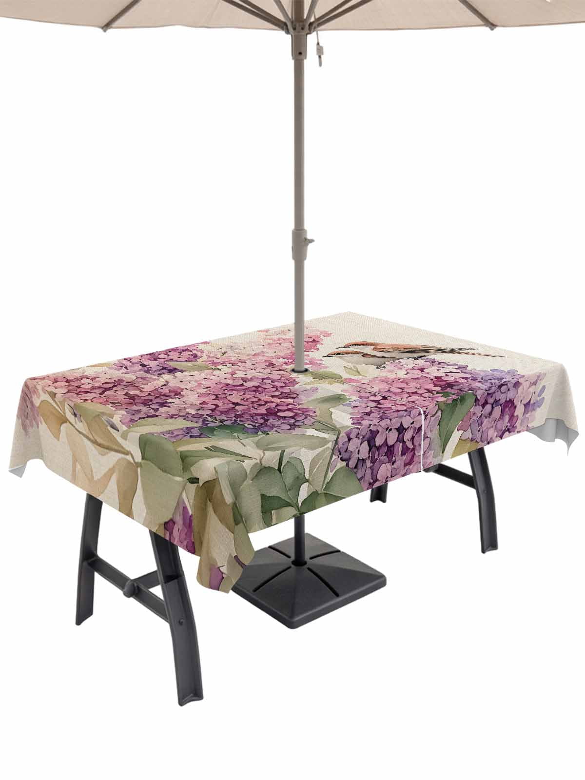 54x80 Inch Outdoor Tablecloth with Umbrella Hole Zipper Rectangle ...
