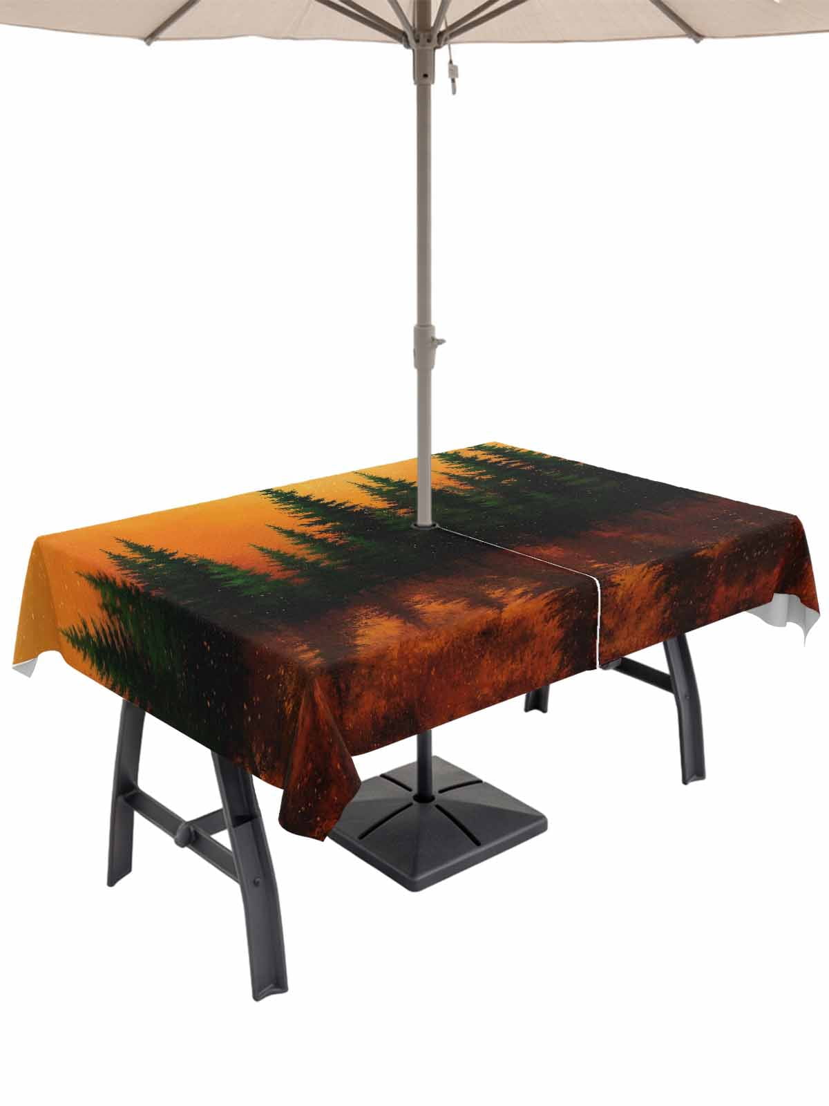 54x80 Inch Outdoor Tablecloth with Umbrella Hole Zipper Rectangle ...