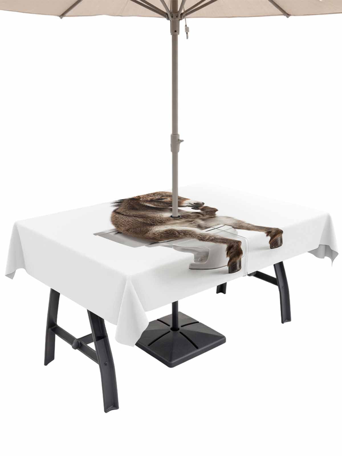 54x80 Inch Outdoor Tablecloth with Umbrella Hole Zipper Rectangle Funny ...