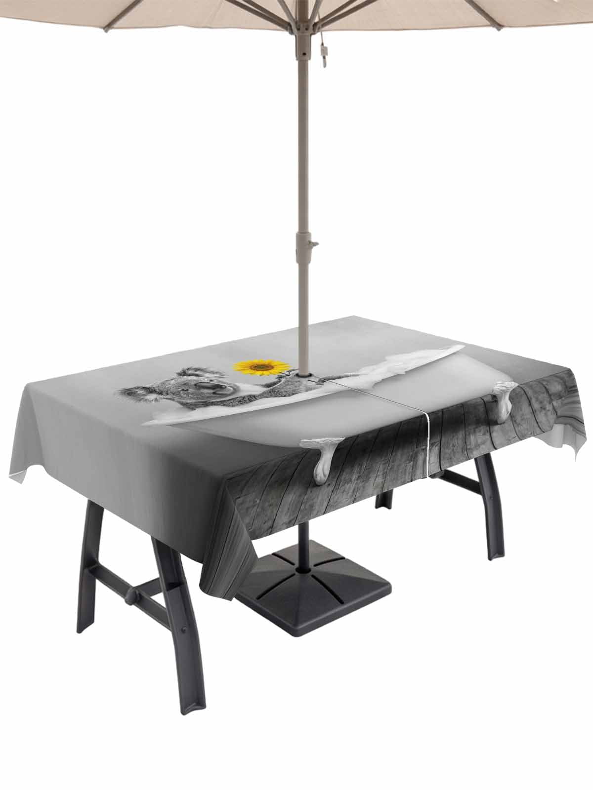 54x80 Inch Outdoor Tablecloth with Umbrella Hole Zipper Rectangle Funny ...
