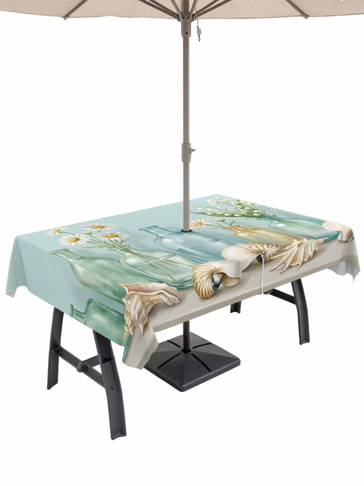 54x80 Inch Outdoor Tablecloth with Umbrella Hole Zipper Rectangle ...