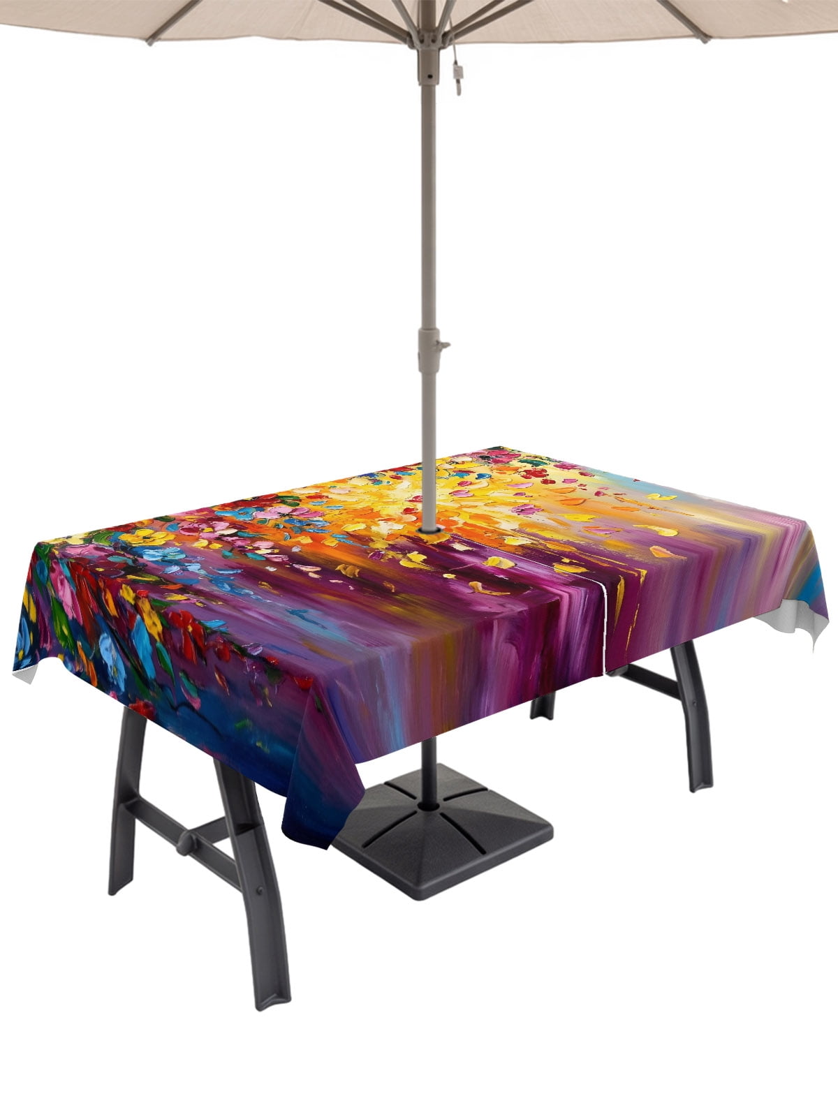 54x80 Inch Outdoor Tablecloth with Umbrella Hole Zipper Rectangle ...
