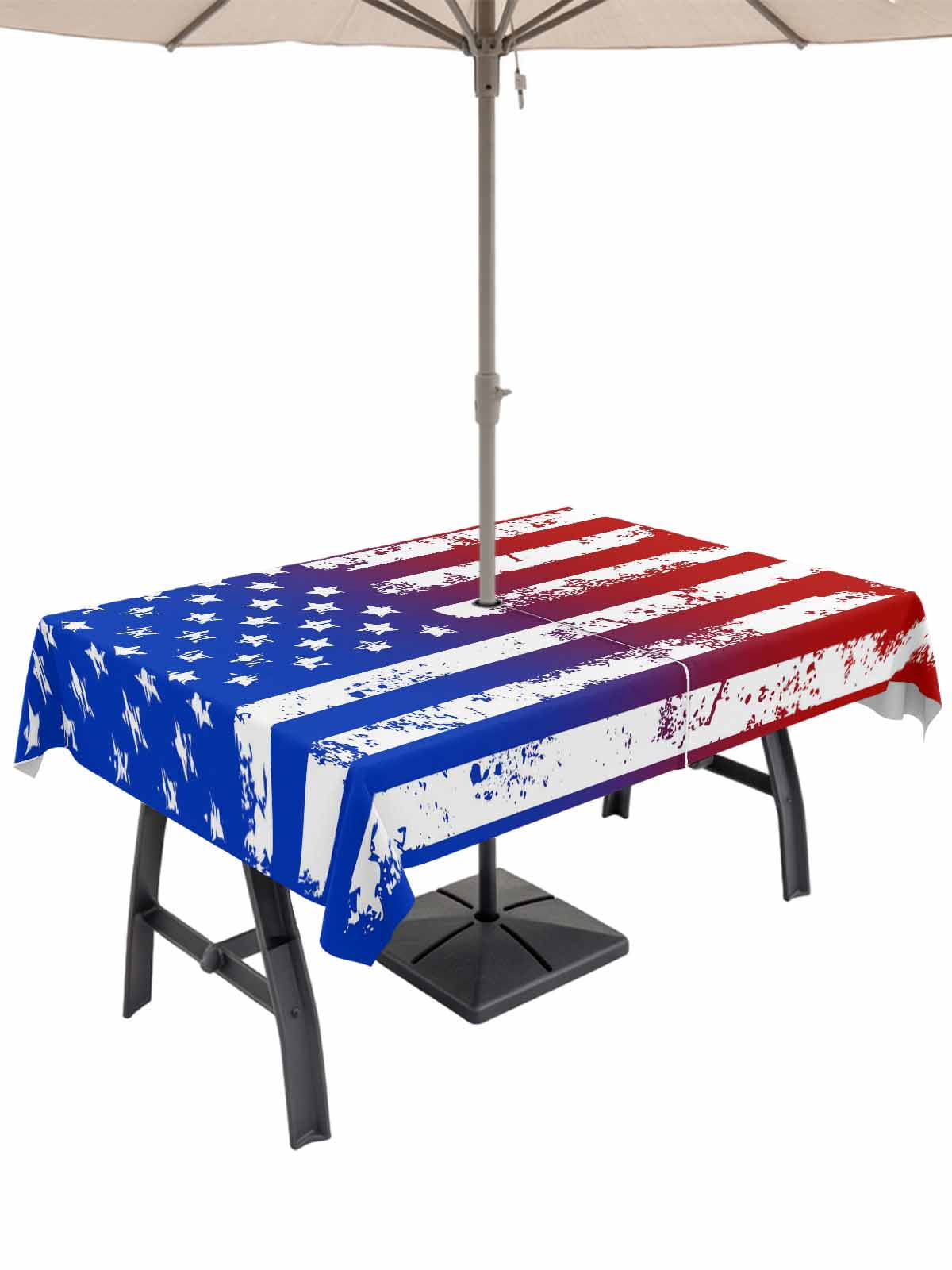 54x80 Inch Outdoor Tablecloth with Umbrella Hole Zipper Rectangle Red ...