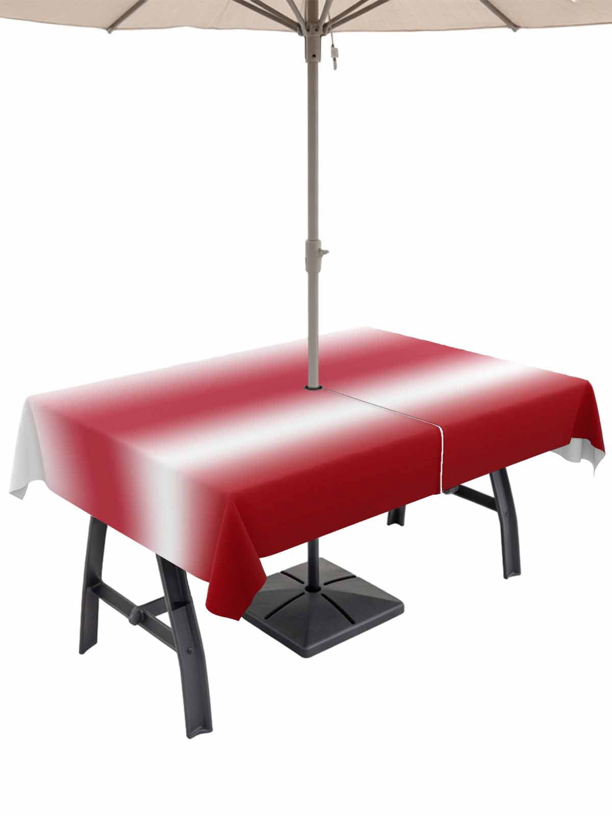 54x80 Inch Outdoor Tablecloth with Umbrella Hole Zipper Rectangle Red ...