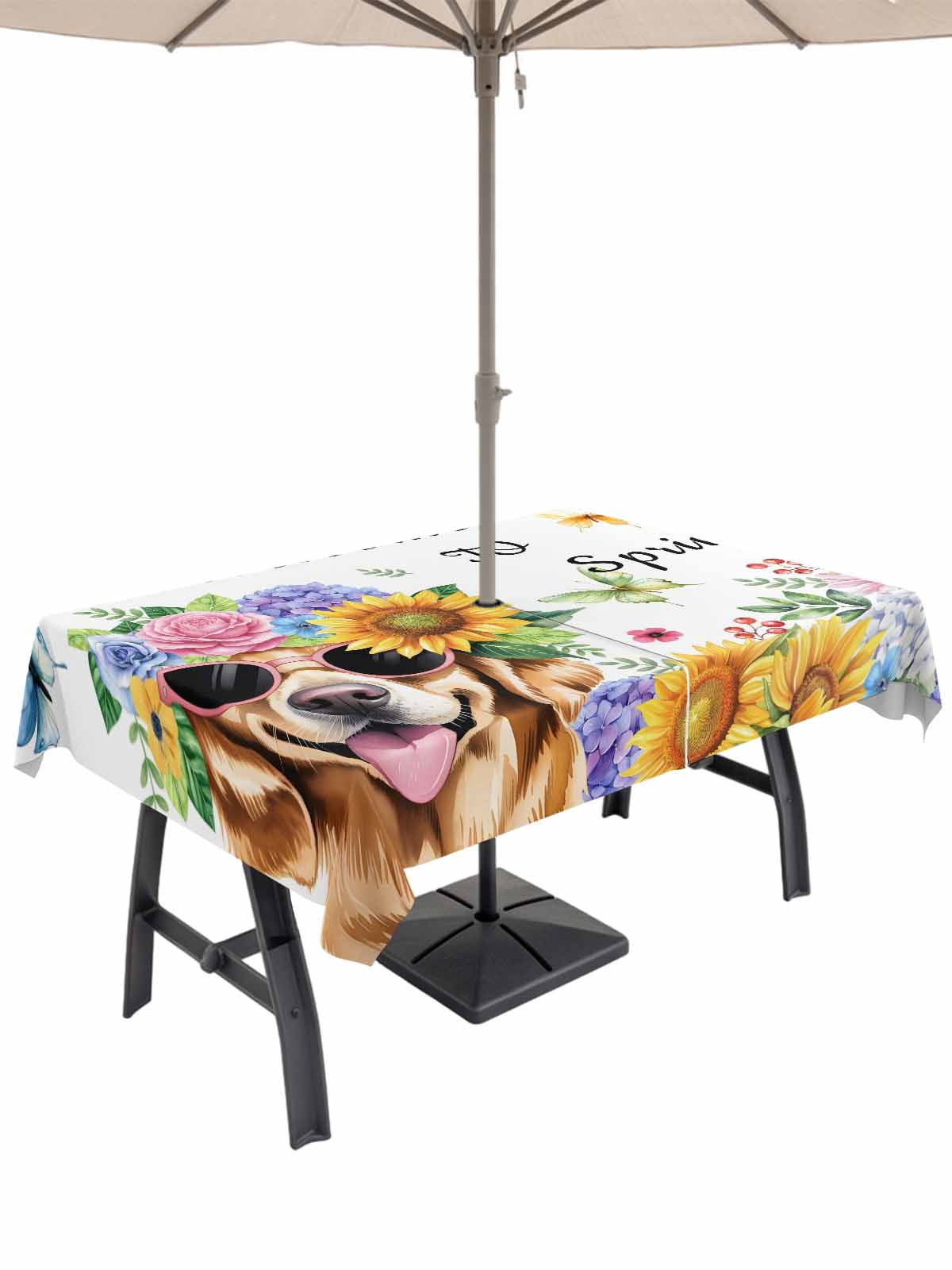 54x80 Inch Outdoor Tablecloth with Umbrella Hole Zipper Rectangle ...