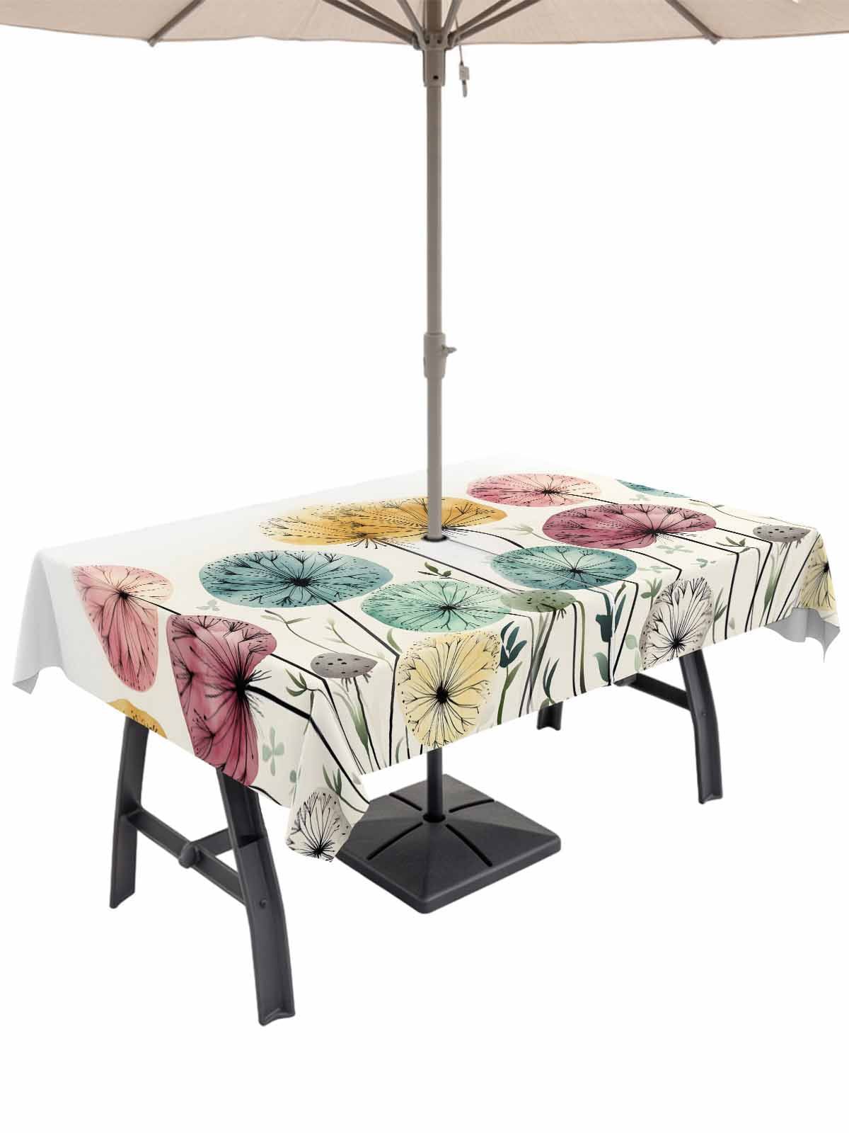 54x80 Inch Outdoor Tablecloth with Umbrella Hole Zipper Rectangle ...