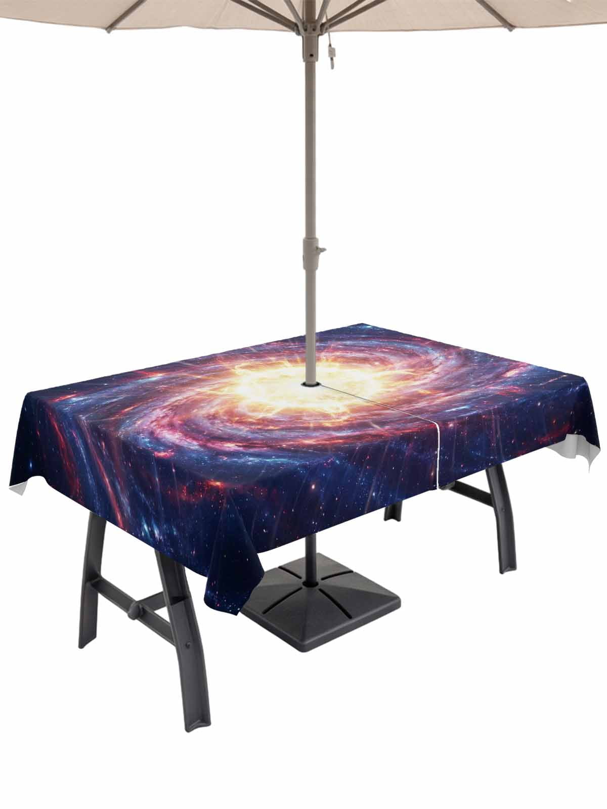 54x80 Inch Outdoor Tablecloth with Umbrella Hole Zipper Rectangle Sun ...