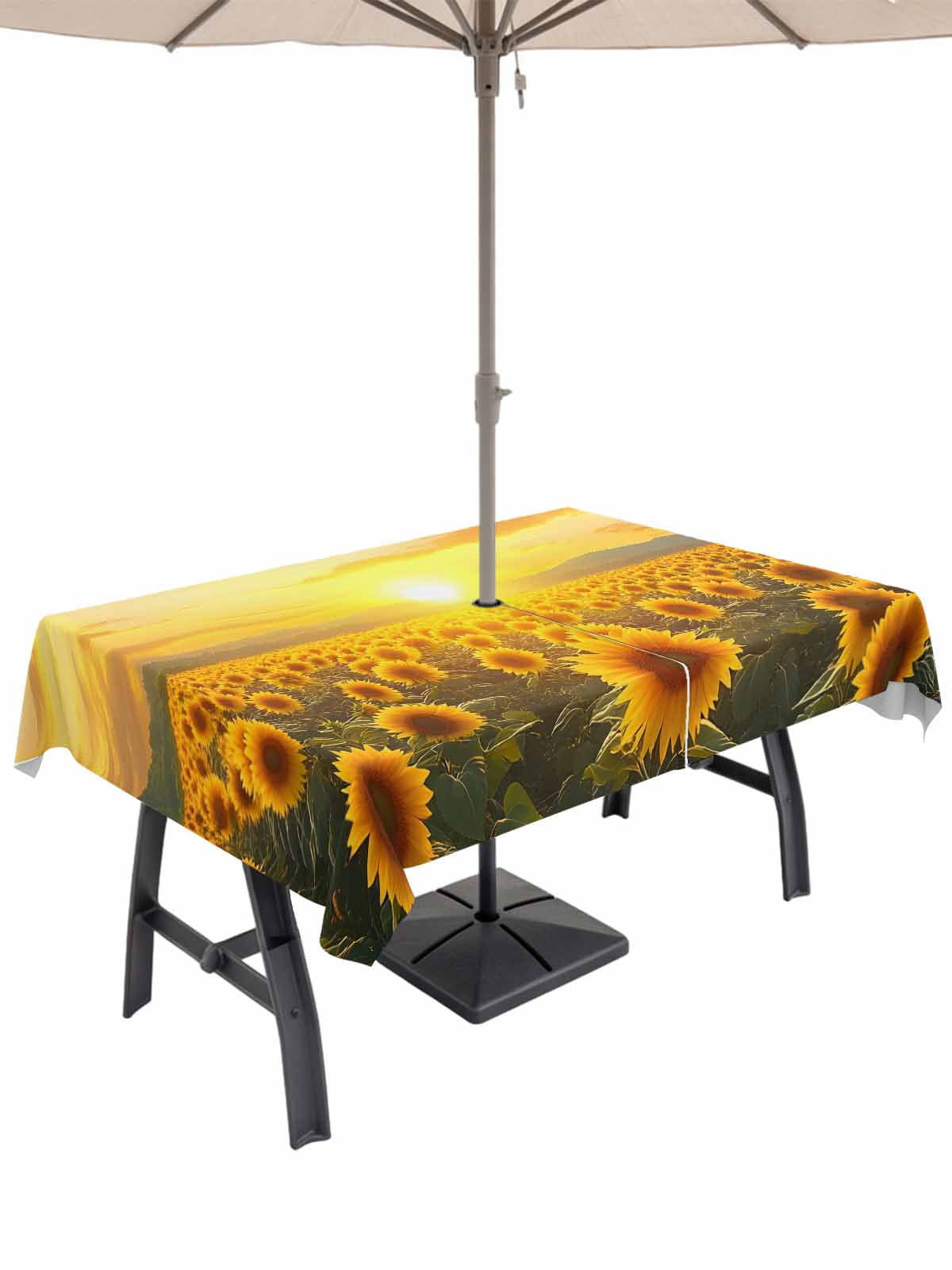 54x80 Inch Outdoor Tablecloth with Umbrella Hole Zipper Rectangle ...