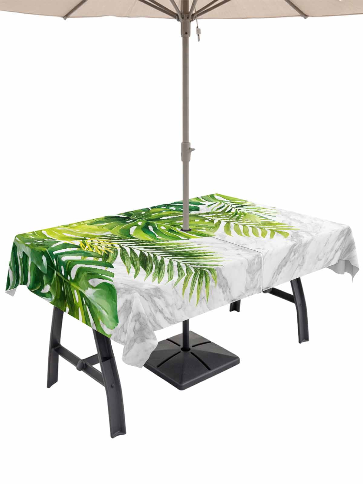 54x80 Inch Outdoor Tablecloth with Umbrella Hole Zipper Rectangle ...