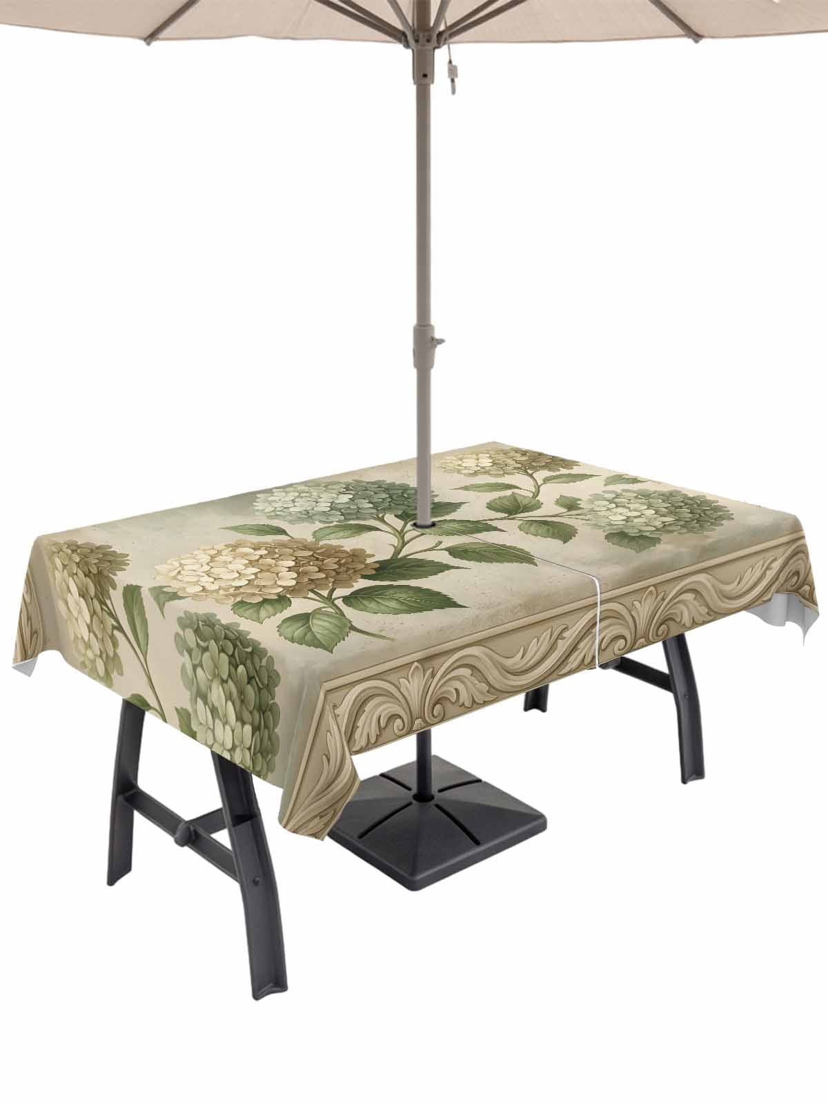 54x80 Inch Outdoor Tablecloth with Umbrella Hole Zipper Rectangle ...