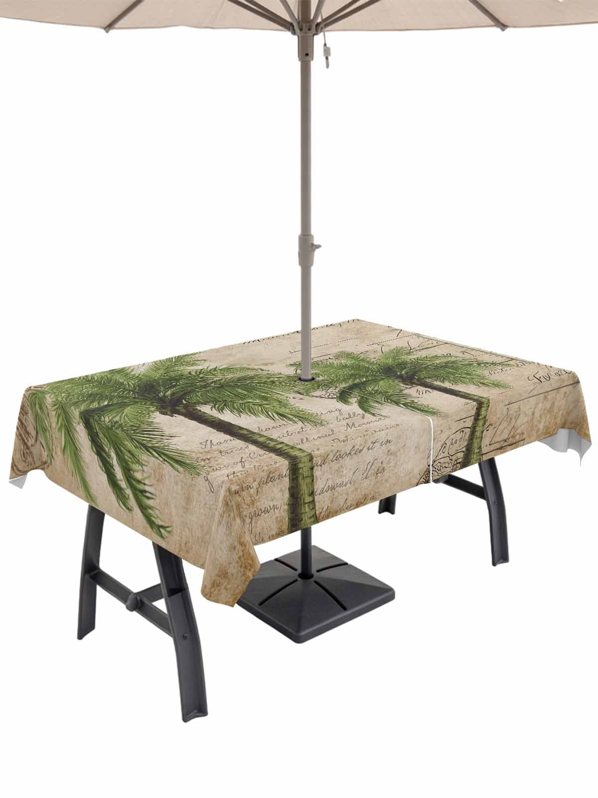 54x80 Inch Outdoor Tablecloth with Umbrella Hole Zipper Rectangle ...