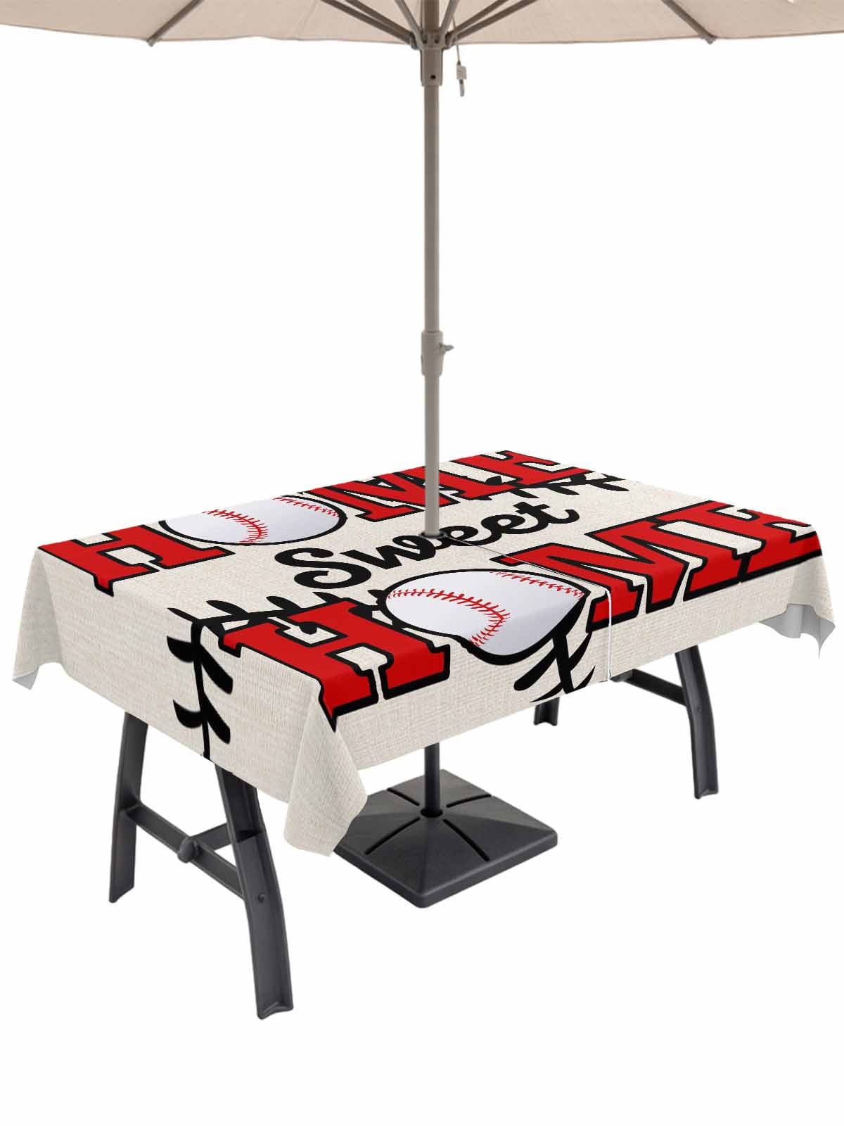 54x80 Inch Outdoor Tablecloth with Umbrella Hole Zipper Rectangle White ...