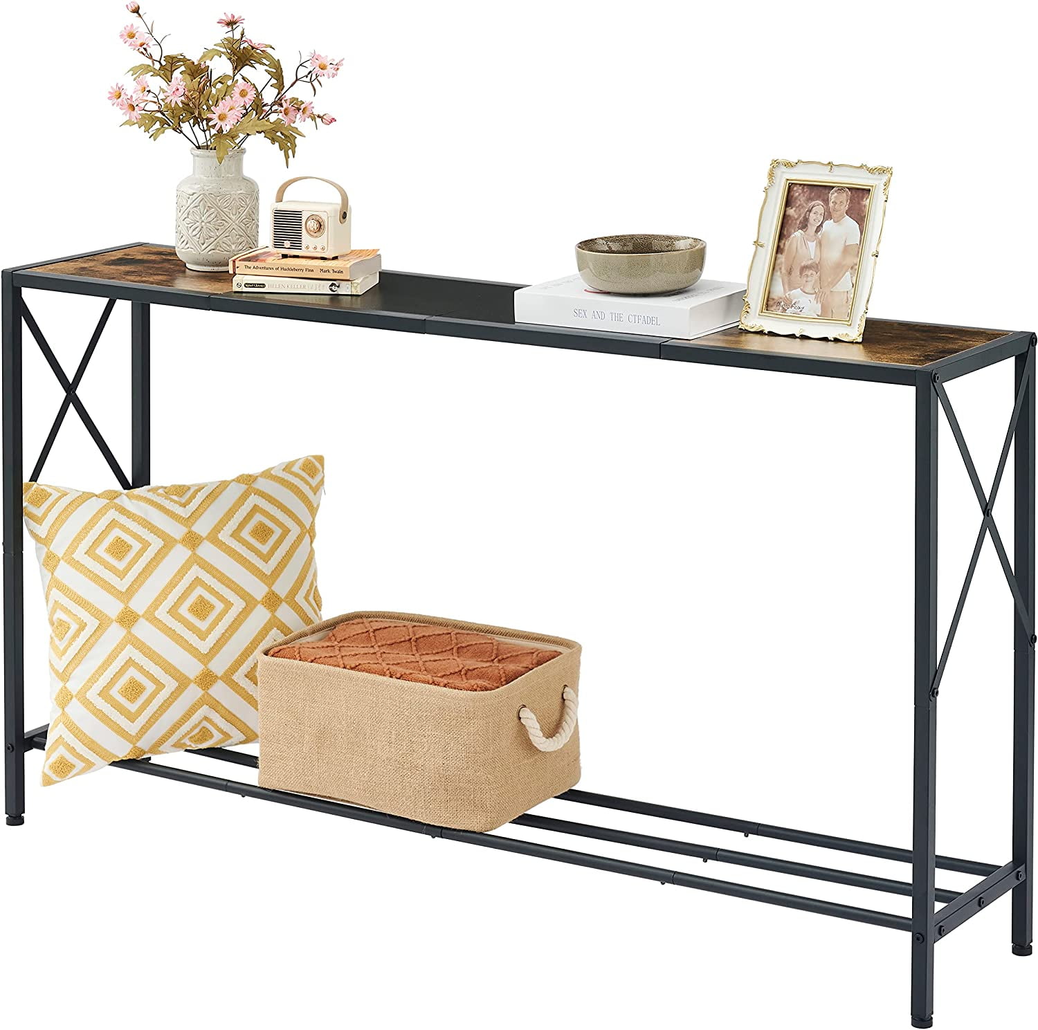 55.1 Inch Console Table, Industrial entryway Table, Narrow Sofa Table ...
