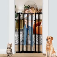 32 Inch 3 Panel Walk-Through Free Standing EZ Gate - Mahogany - Walmart.com
