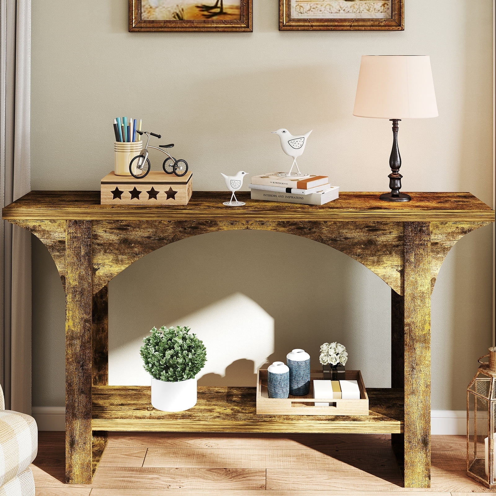 Tarnorci 55.11" Console Table with Arch Base, Display Table Narrow Sofa ...