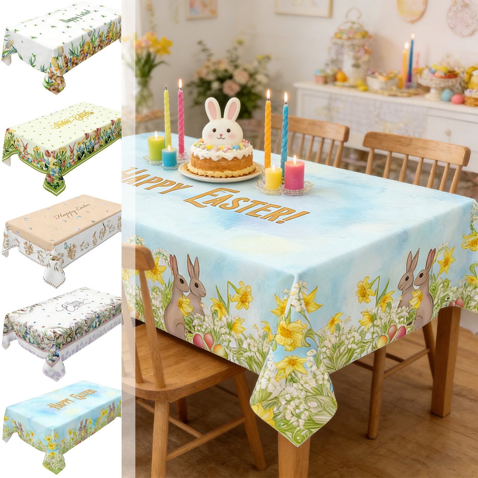 55.12×70.08in Easter Waterproof Tablecloth – All-Season Wipeable Table ...