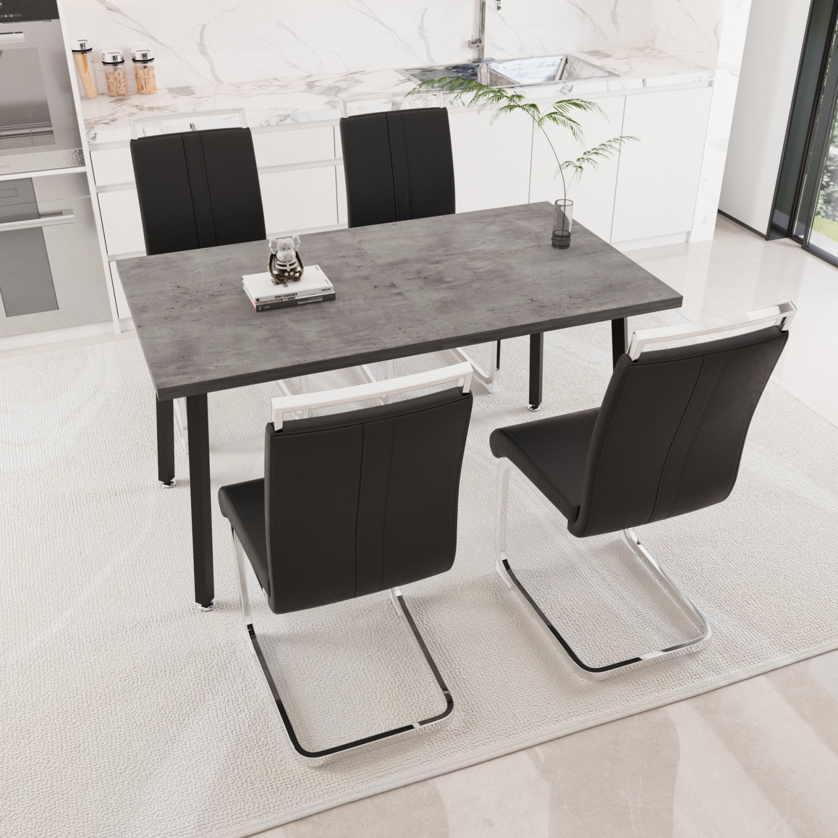 55.12-70.87" Expandable Square Dining Table Set That Can Accommodate 4 ...