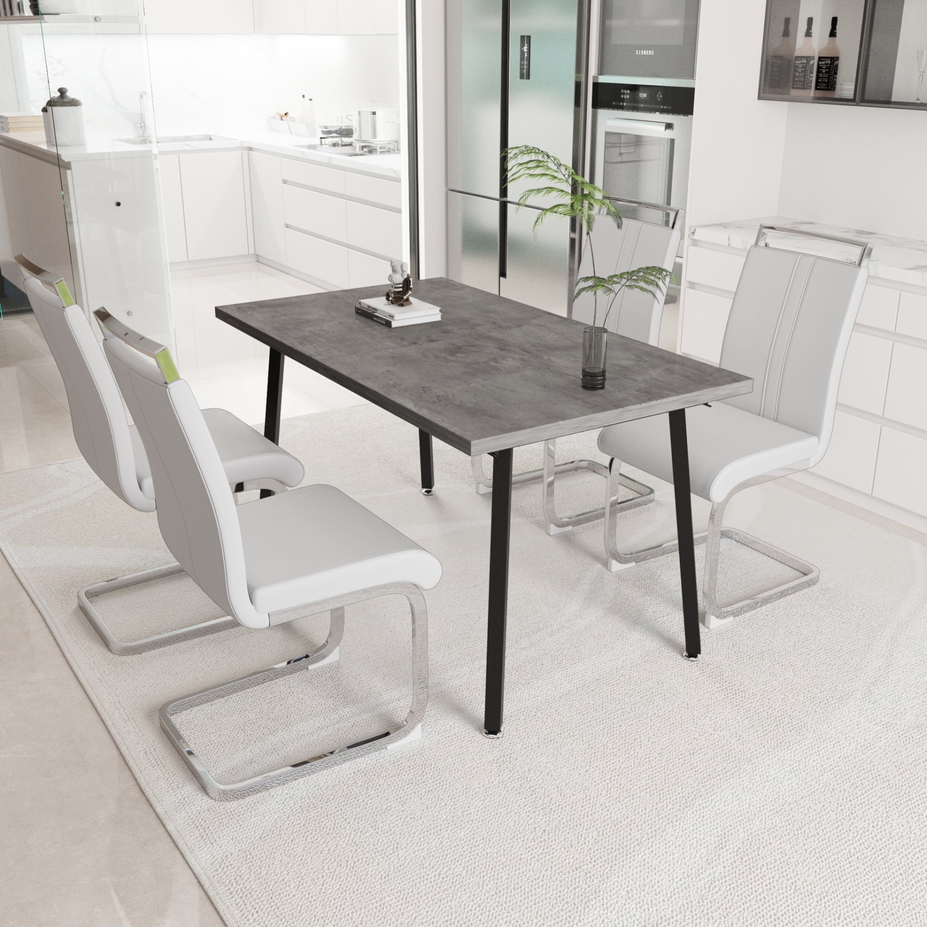 55.12-70.87" Expandable Square Dining Table Set That Can Accommodate 4 ...