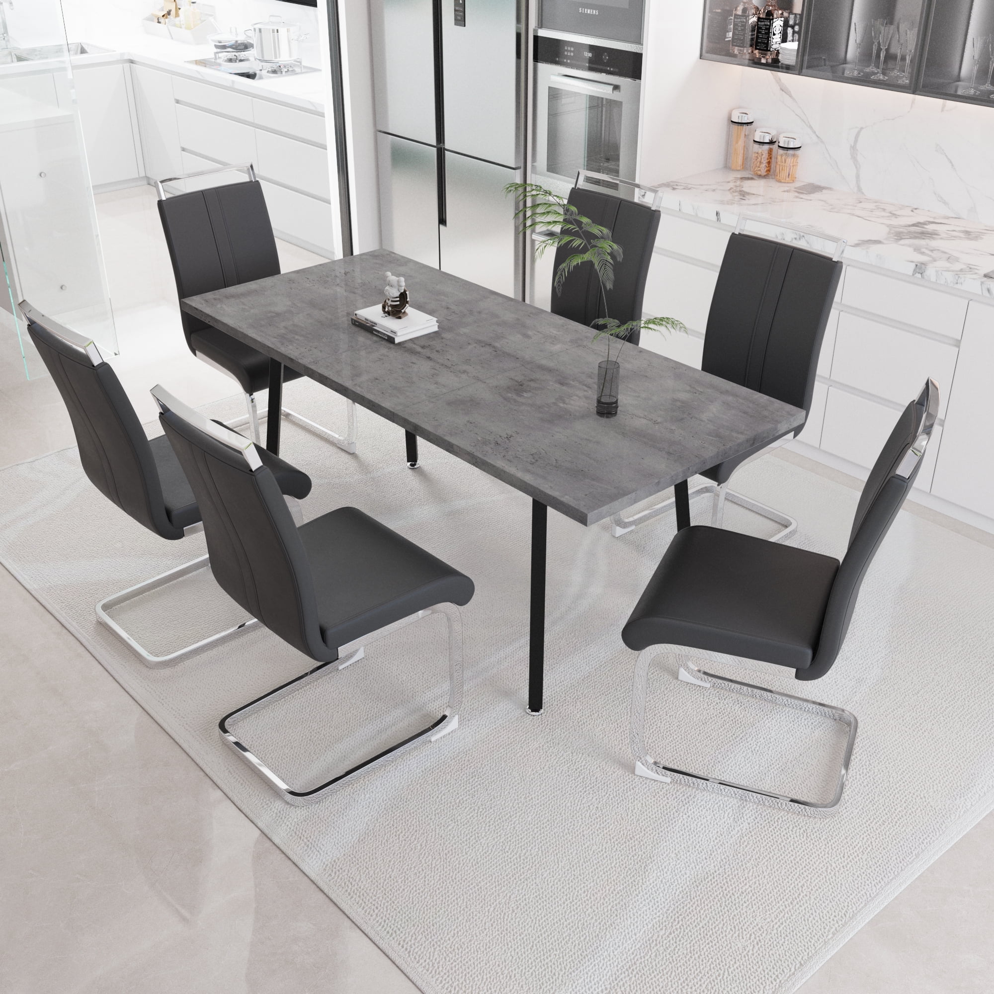 55.12-70.87" Expandable Square Dining Table Set That Can Accommodate 4 ...
