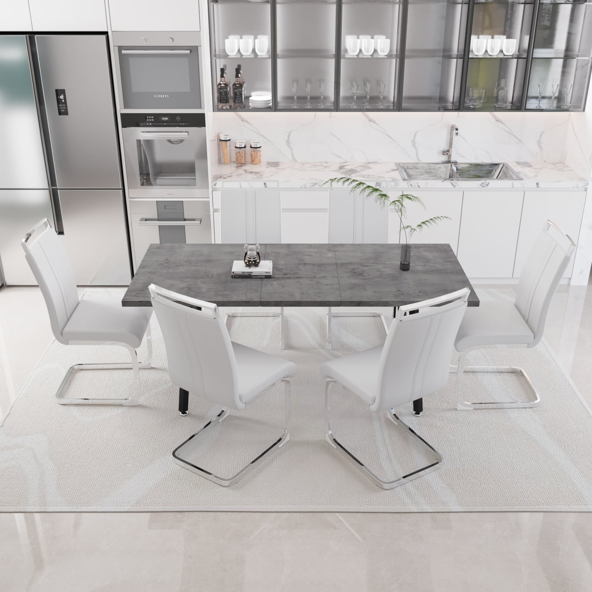 55.12-70.87" Expandable Square Dining Table Set That Can Accommodate 4 ...