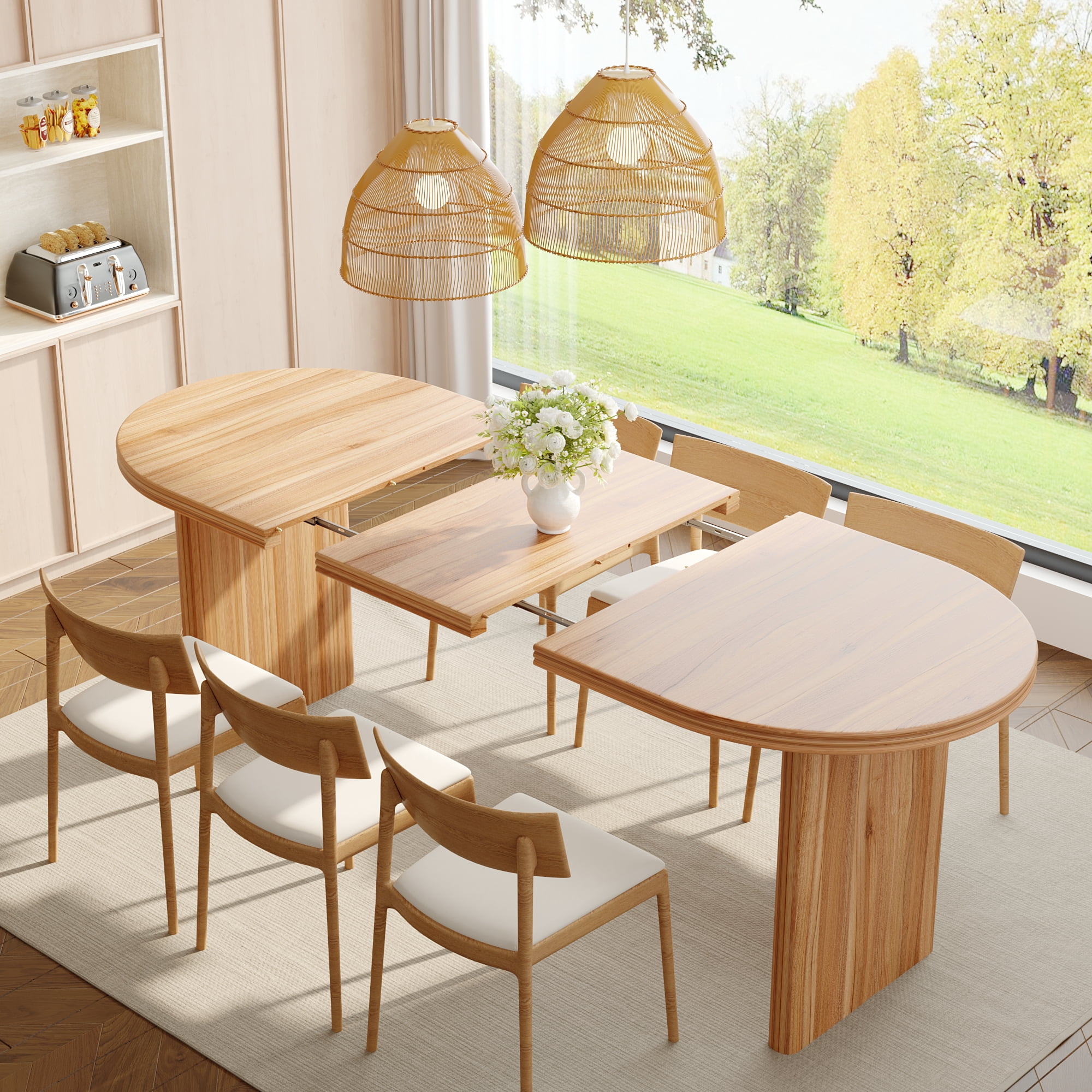 55.12"-70.87"Modern Extendable Dining Table with removable extension ...