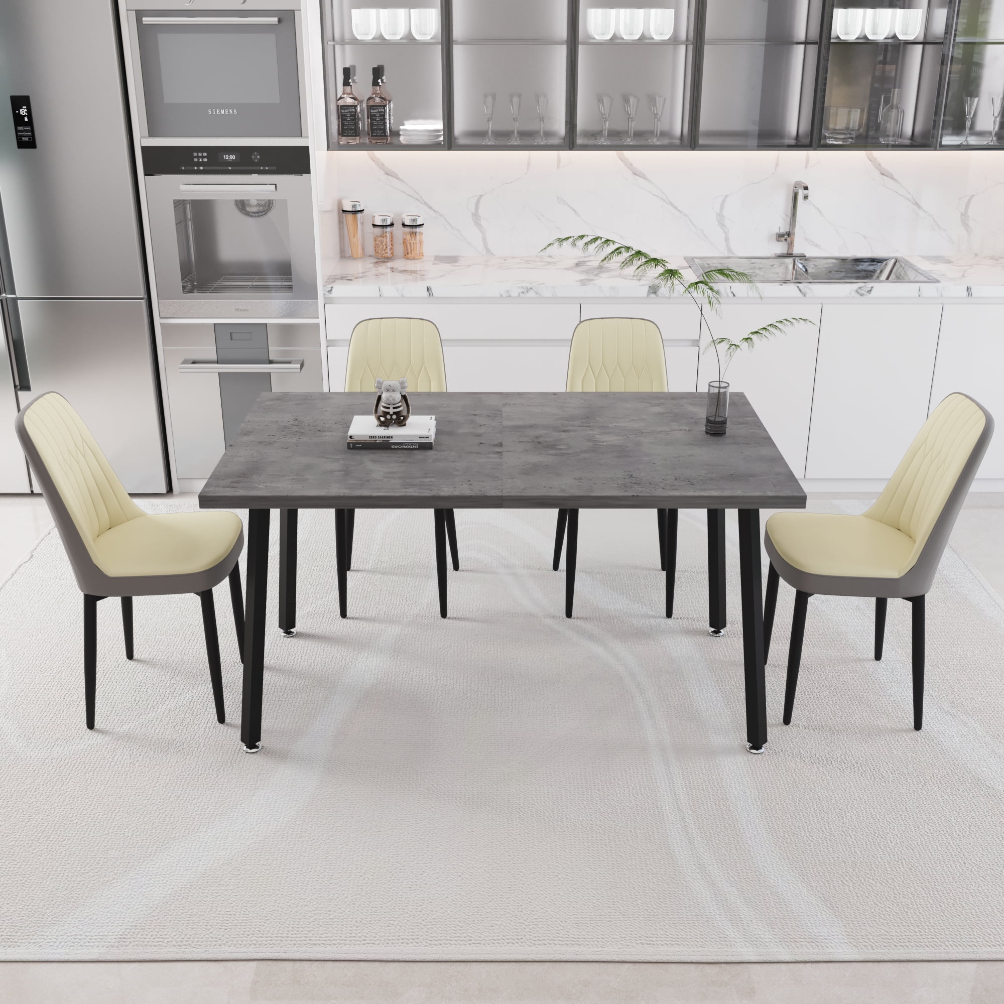 55.12-70.87" expandable rectangular dining table that can accommodate 4 ...