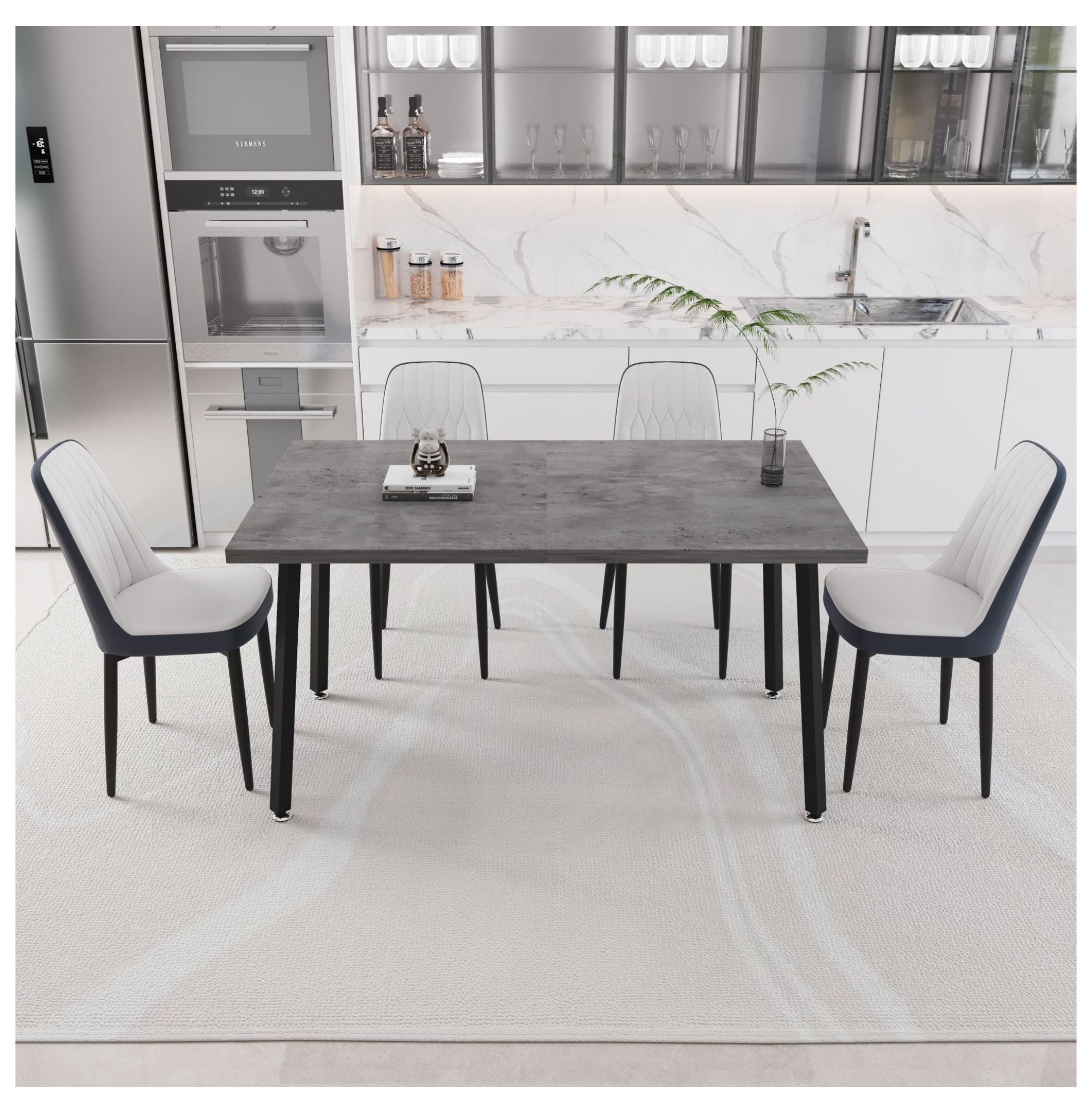 55.12-70.87" expandable rectangular dining table that can accommodate 4 ...