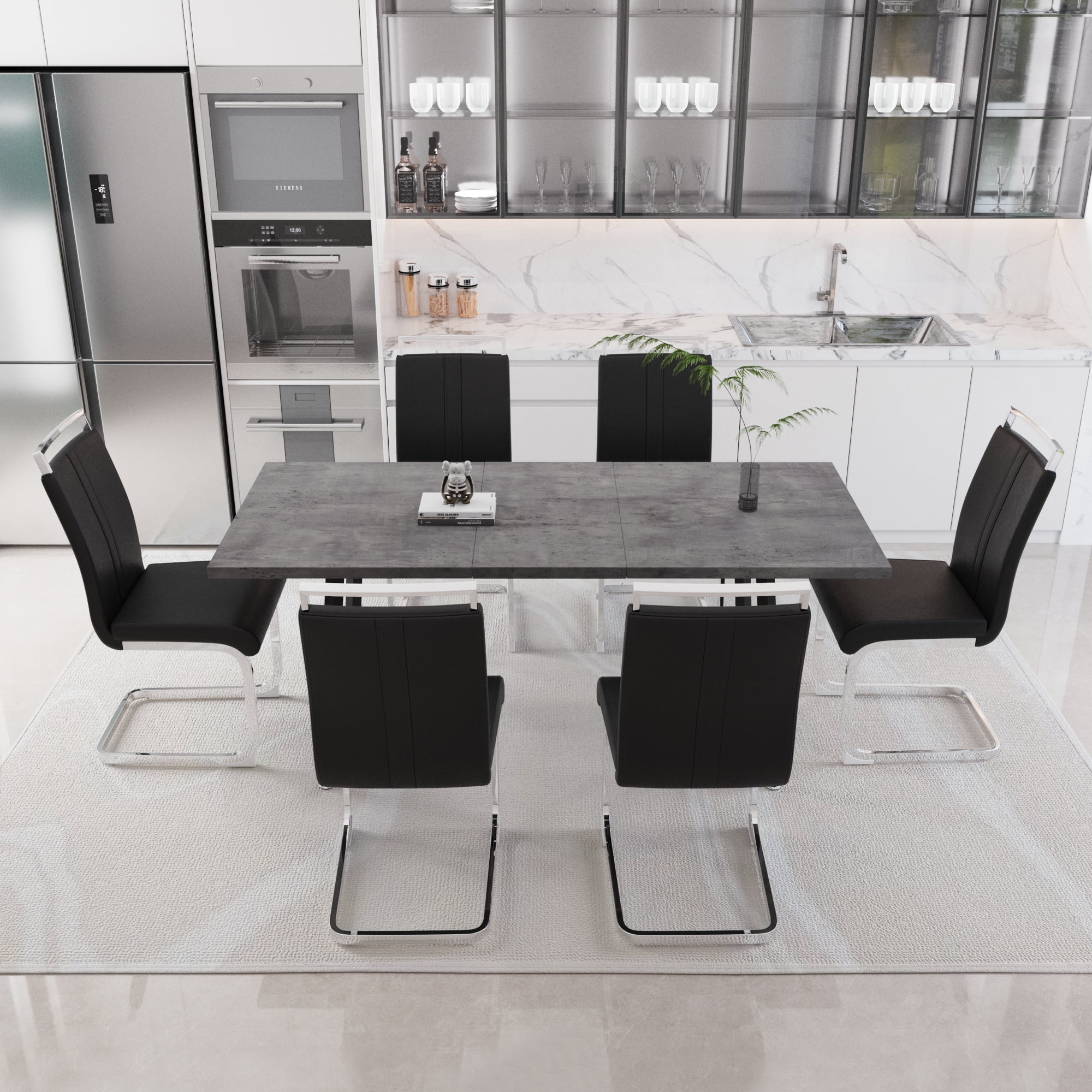 55.12-70.87" expandable square dining table set that can accommodate 4 ...