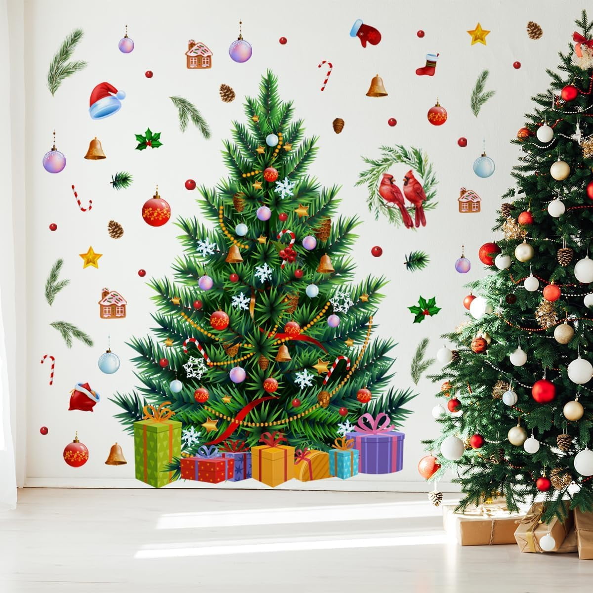 55.12 x41.34 Inch Large Christmas Tree Wall Decals DIY Watercolor Decal ...