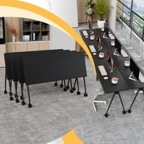 Folding Conference Table with Wheels 6 Pack 70.8 Inch Flip Top Mobile ...