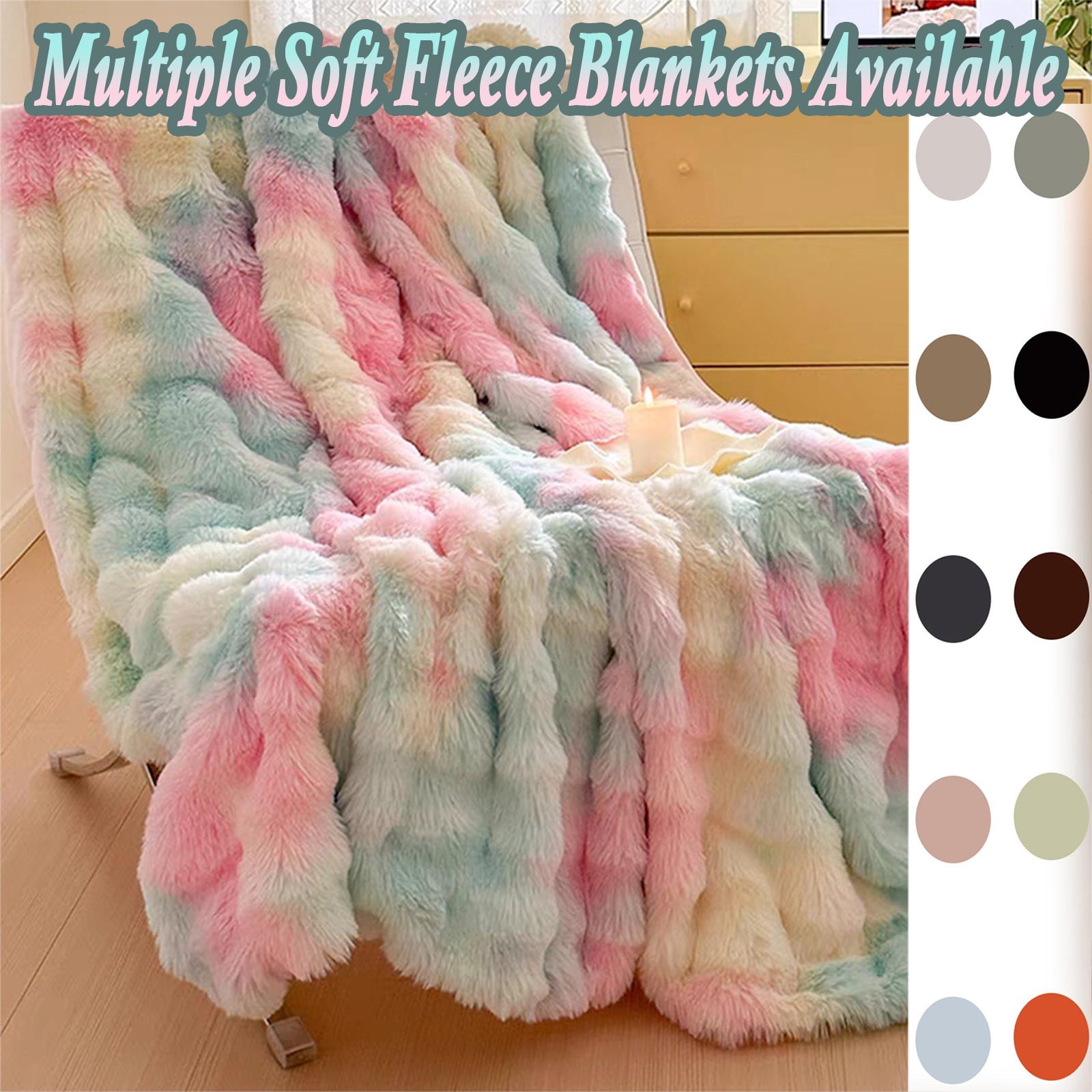 55.1x78.7in Double-Sided Soft Fleece Blanket with Warm Cozy Layer, All ...