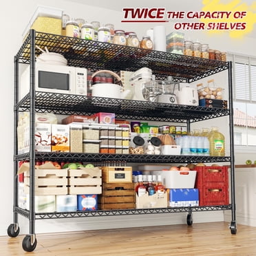 "BestMassage 5-Tier Adjustable Steel Wire Shelving Unit with Wheels, 14 ...
