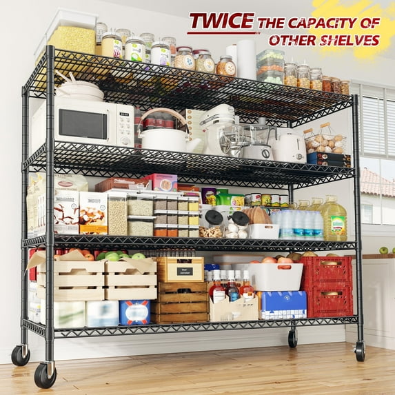 "55.2""W x 75.3""H Heavy Duty 2500Lbs 4-Tier Rolling Storage Unit with ...