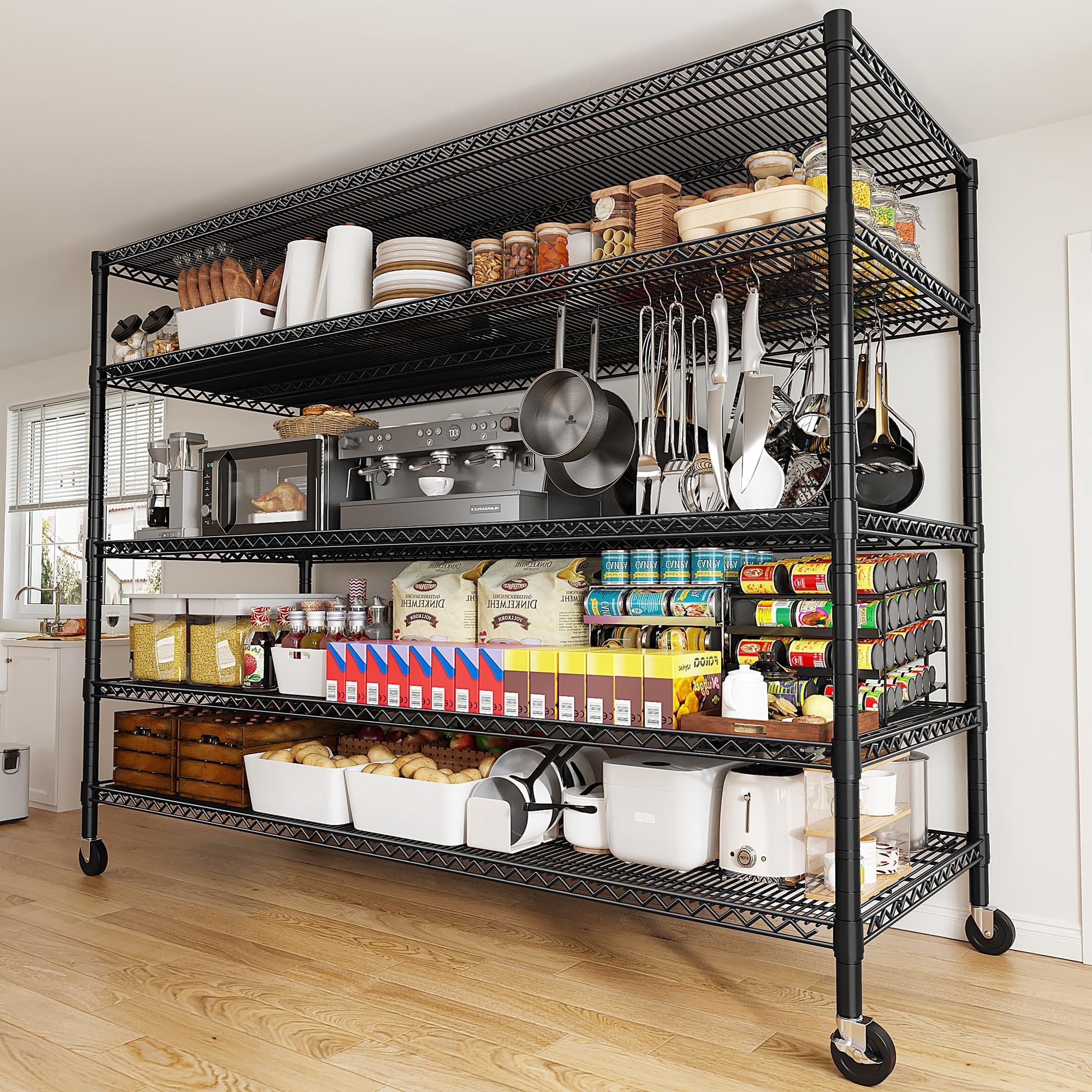 "Walmart 5-Tier Heavy Duty 55.2""W x 85.8""H Steel Storage Rack with ...