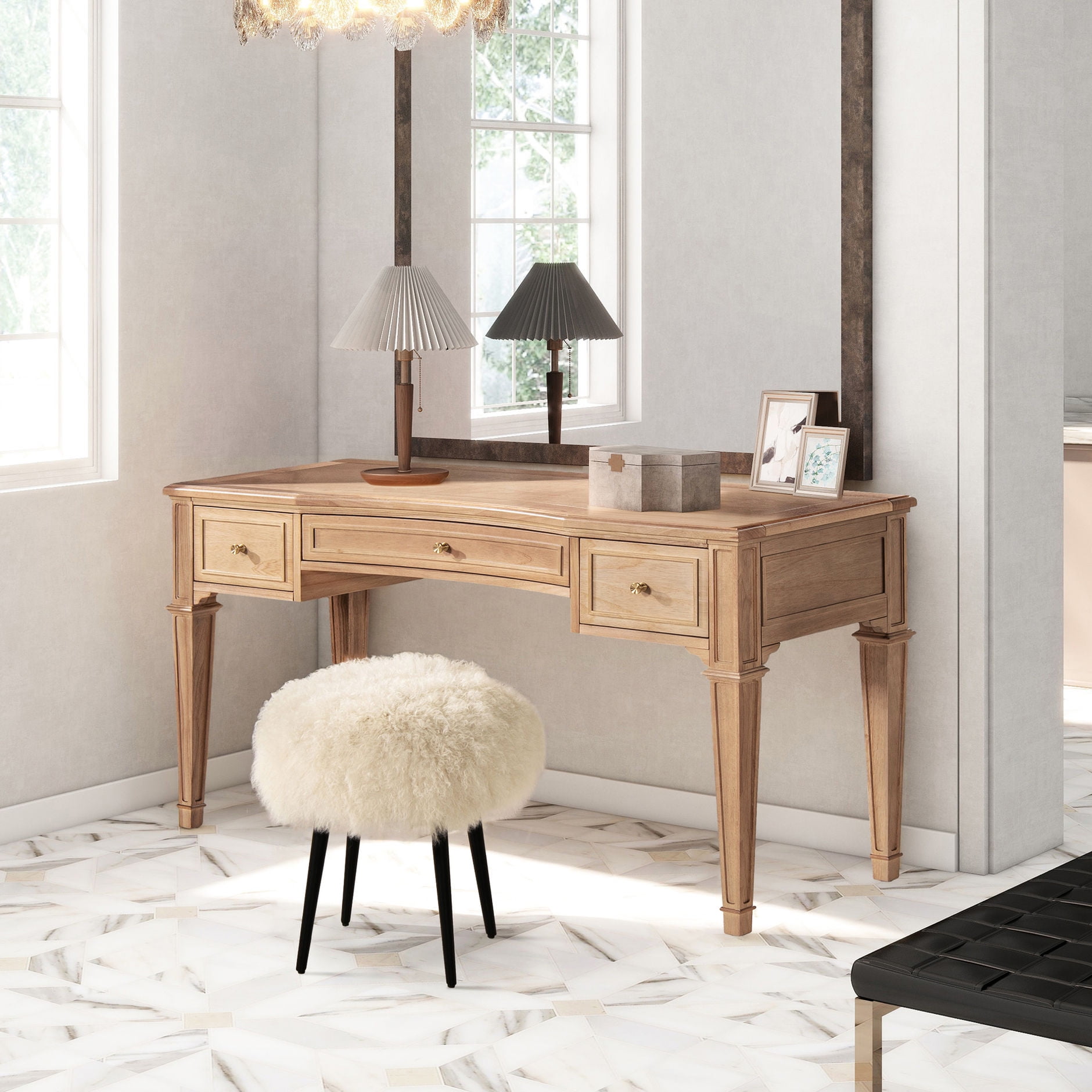 55" 3 - Drawer Wood Desk for Home | Elegant Design for Work Area ...