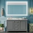 55×36 inch LED-Lit Bathroom Mirror, Wall Mounted Anti-Fog Memory Large ...
