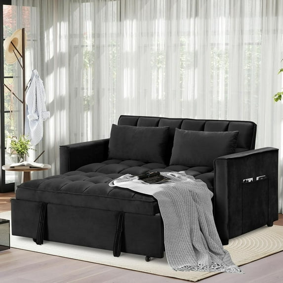 55.5" Pull Out Sofa Bed, 3-in-1 Convertible Sleeper Sofa Bed with ...
